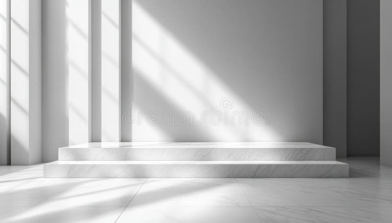 A Clean Podium in a Bright White Room with Sunlight Streaming through ...