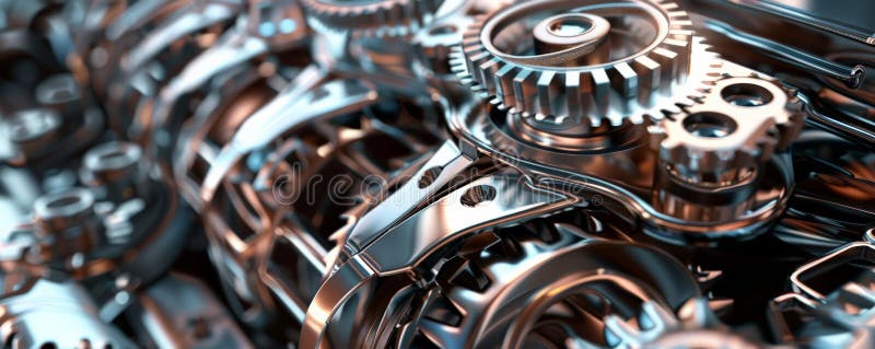 A Clean, Polished Mechanical Background with Chrome Gears and Smooth ...