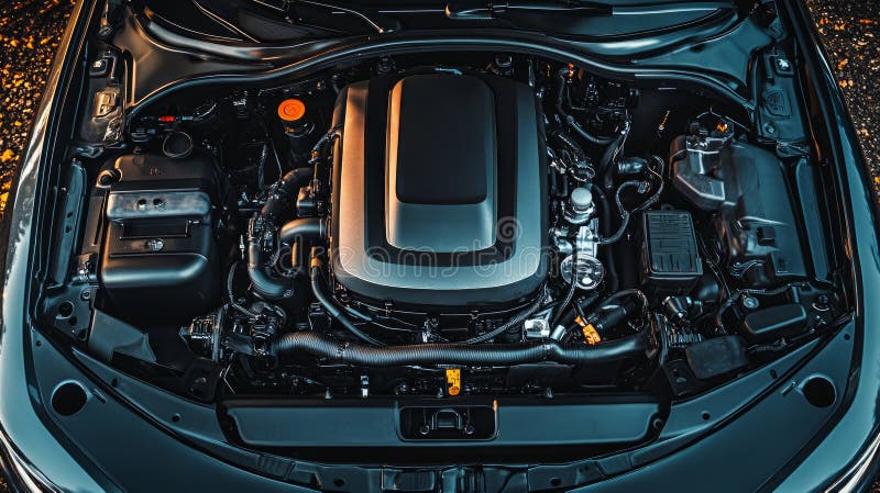 Clean and Powerful Car Engine is Shown Stock Illustration ...