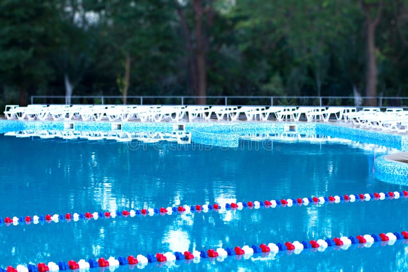 Clean Private Empty Pool on Summer Evening Stock Photo - Image of ...