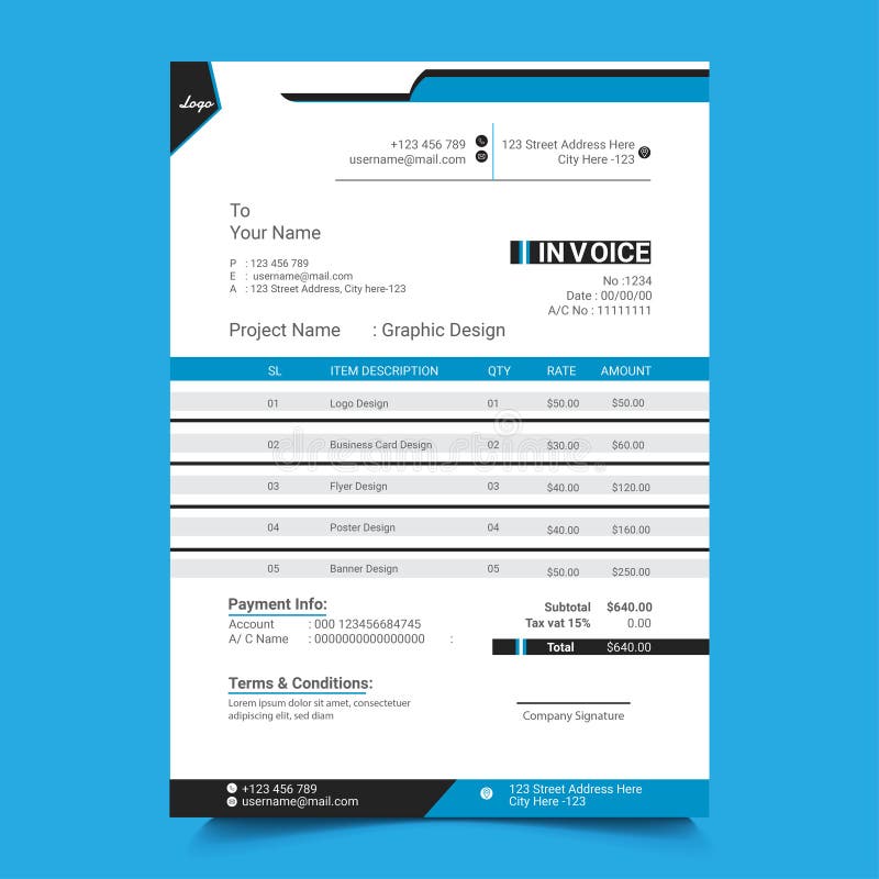 Clean & Professional Invoice Template Design Stock Image - Image of ...