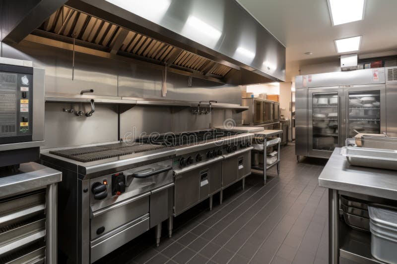 Clean, Professional Kitchen with Commercial Oven for Baking and Cooking ...