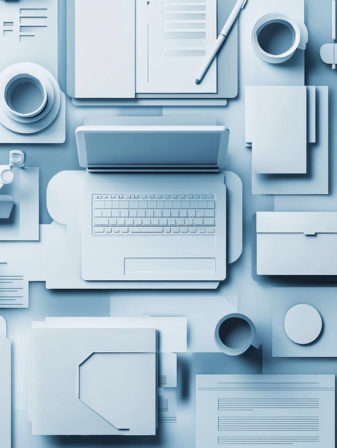 Clean and Professional Paper Art Background Featuring Office Elements ...