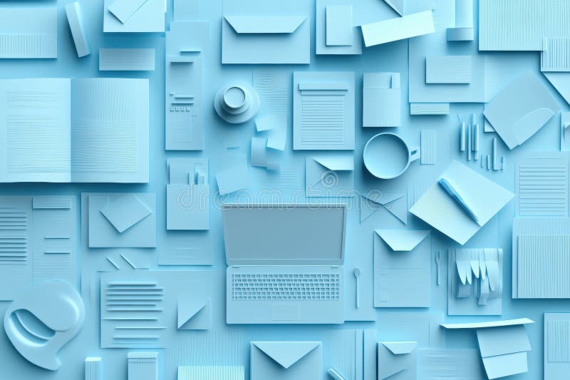 Clean and Professional Paper Art Background with Office Elements in ...