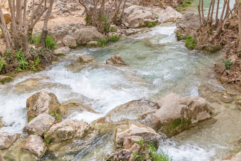 Clean and Pure Spring Water Running between the Rocks Stock Photo ...