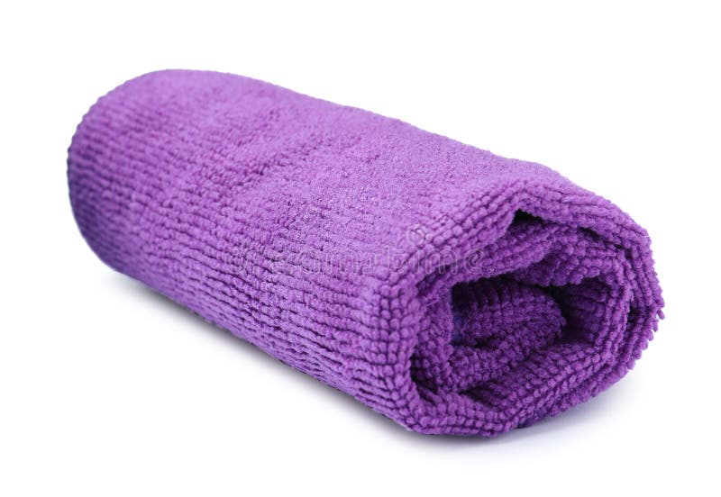 Clean Purple Microfiber Cloth Isolated on White Stock Photo - Image of ...
