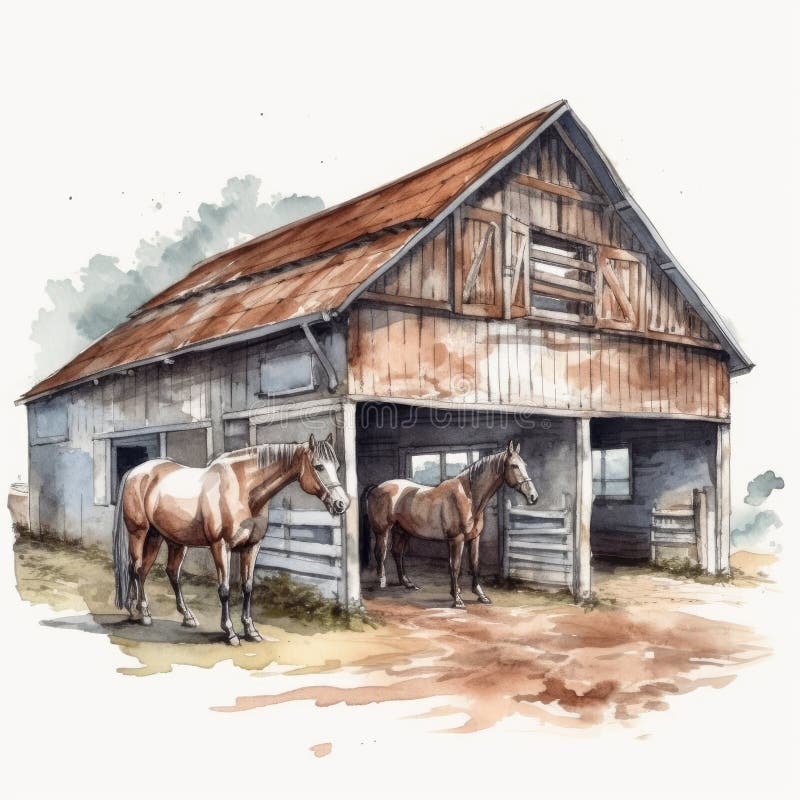 Clean and Realistic Stables on White Background for Invitations and ...