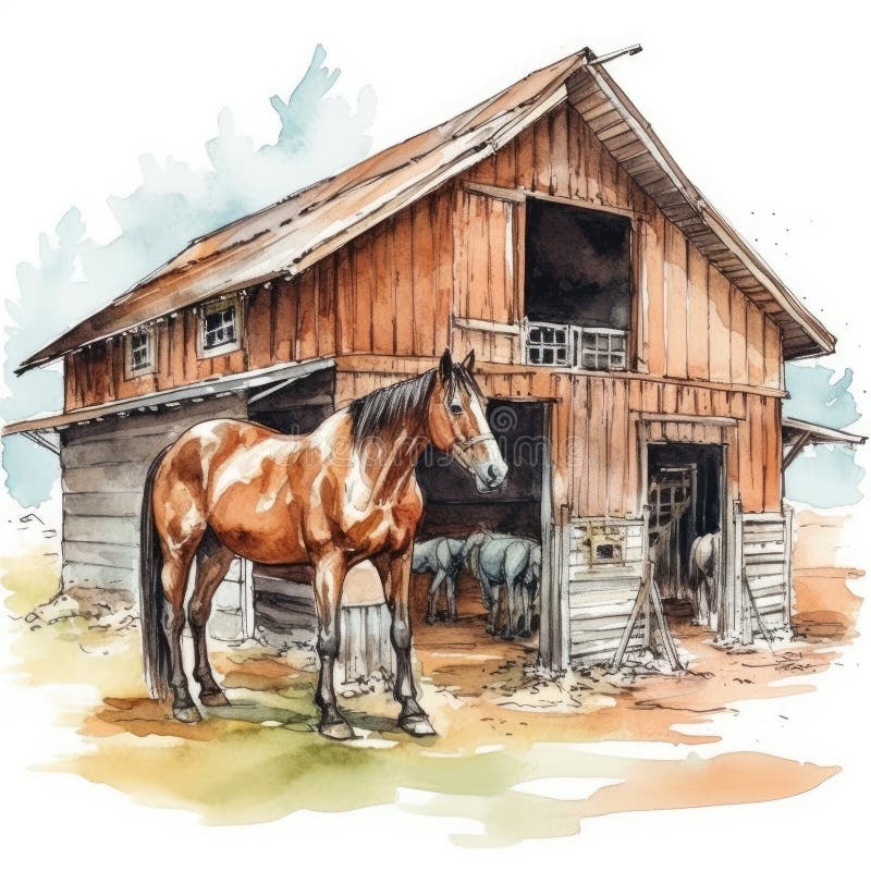 Clean and Realistic Stables on White Background for Invitations and ...