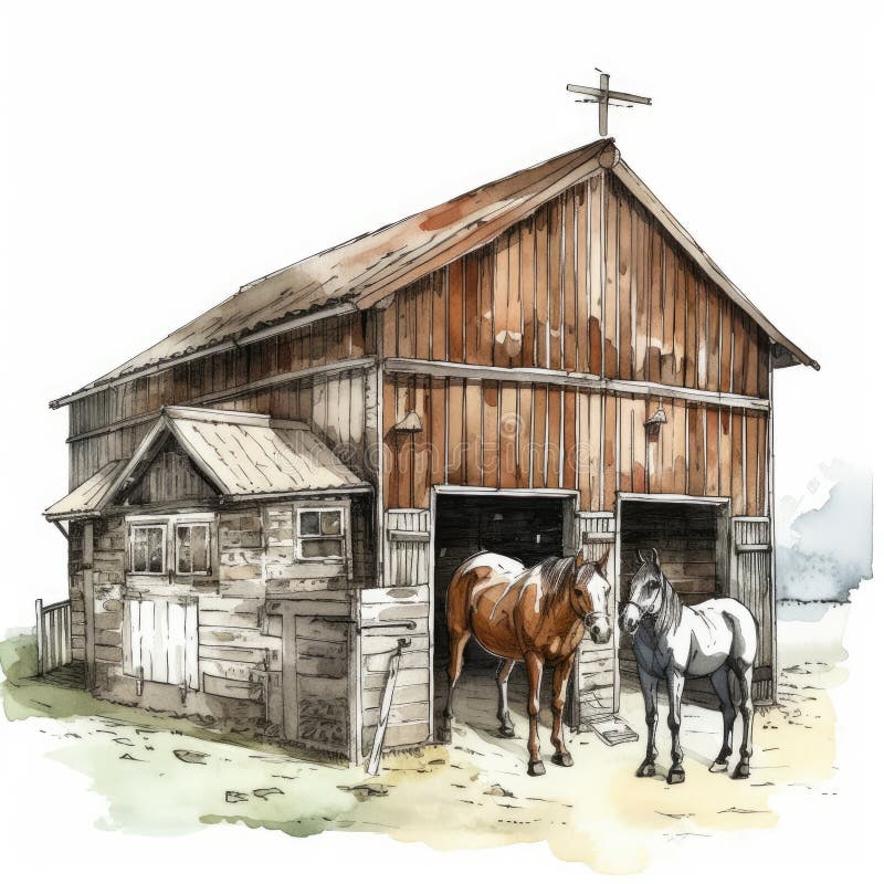 Clean and Realistic Stables on White Background for Invitations and ...