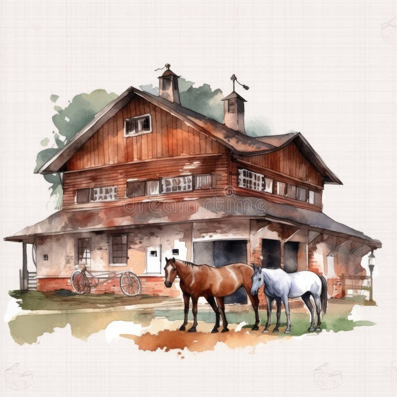Clean and Realistic Stables on White Background for Invitations and ...
