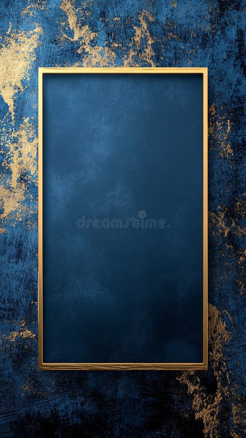Elegant Gold Frame Against a Textured Blue Backdrop for Artistic ...