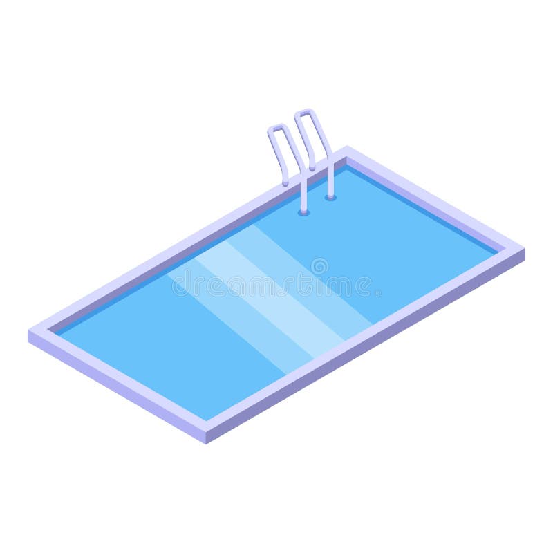 Clean Rectangular Swimming Pool with Ladder Isometric View Stock ...