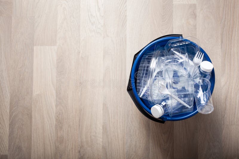 Clean Recyclable Plastic Bottles, Containers, Cups in Garbage Bin ...