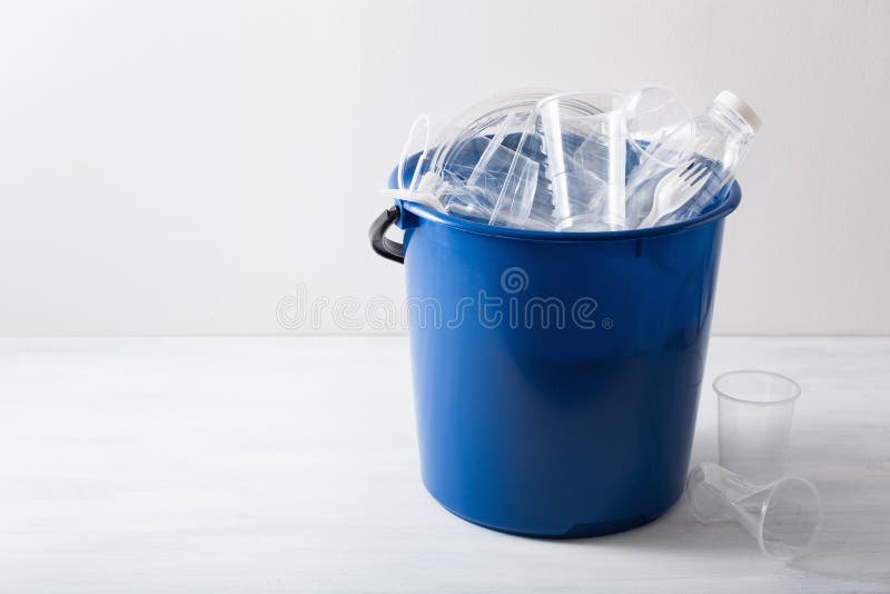 Clean Recyclable Plastic Bottles, Containers, Cups in Garbage Bin ...