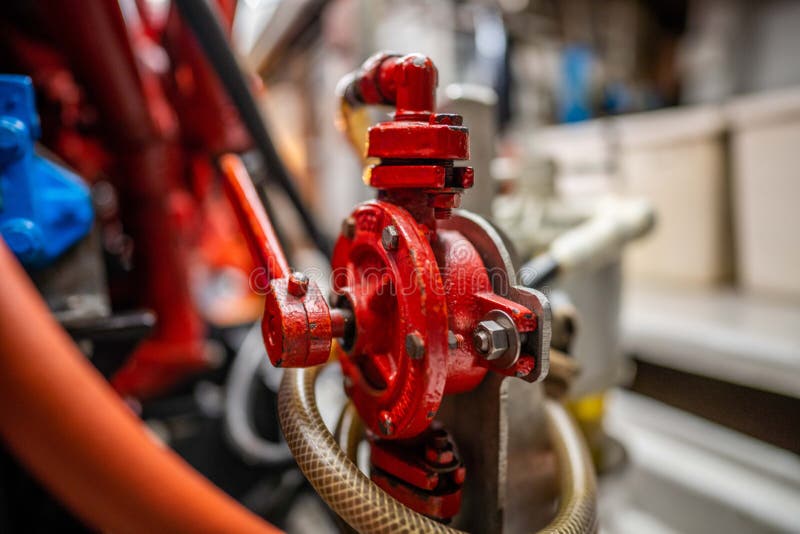 Clean red engine and motor stock photo. Image of industrial - 264650138