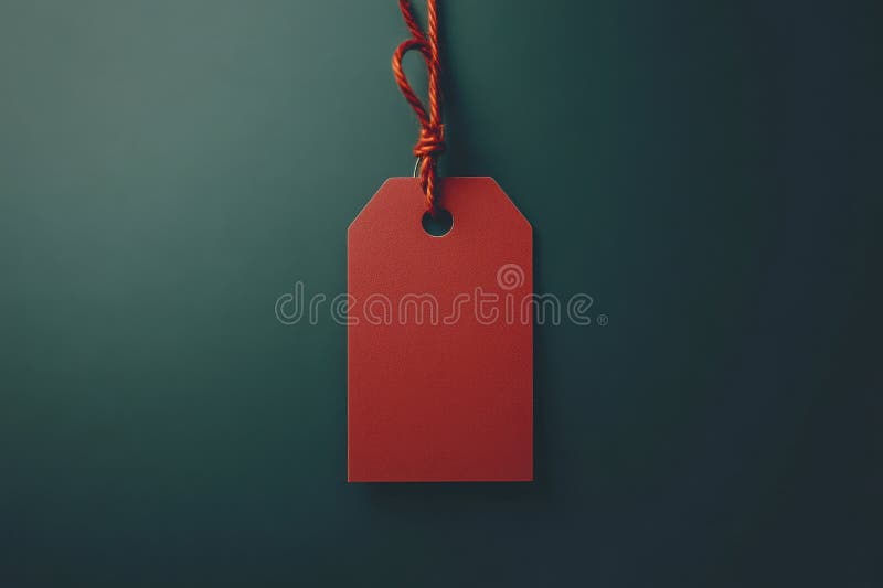 Minimalist Red Price Tag Hanging on a Green Background Showcasing ...