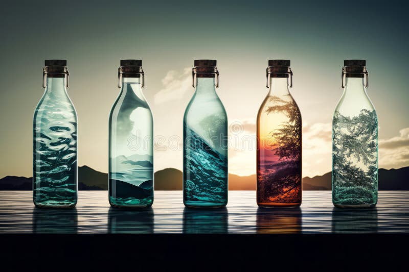 Clean and Refreshing Reusable Water Bottle Mockup with Nature ...