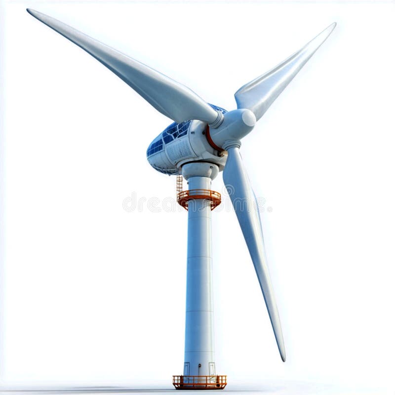 Wind Turbine with Three Blades Against a Plain Backdrop Stock ...