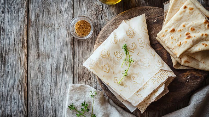 A Clean Reusable Food Wrap Styled with Elegant Patterns on a Rustic ...