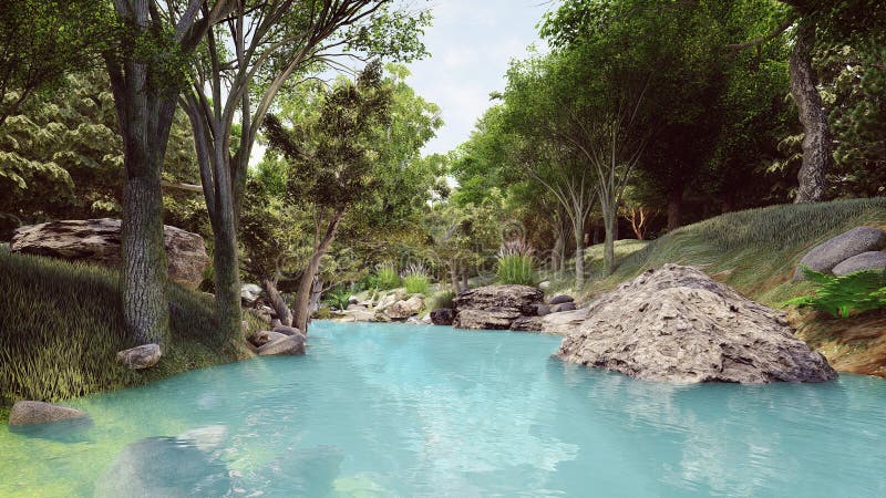 Clean River with Blue Water in the Forest Stock Photo - Image of river ...