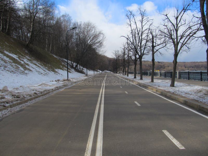 Clean road in winter park stock photo. Image of road - 69450034