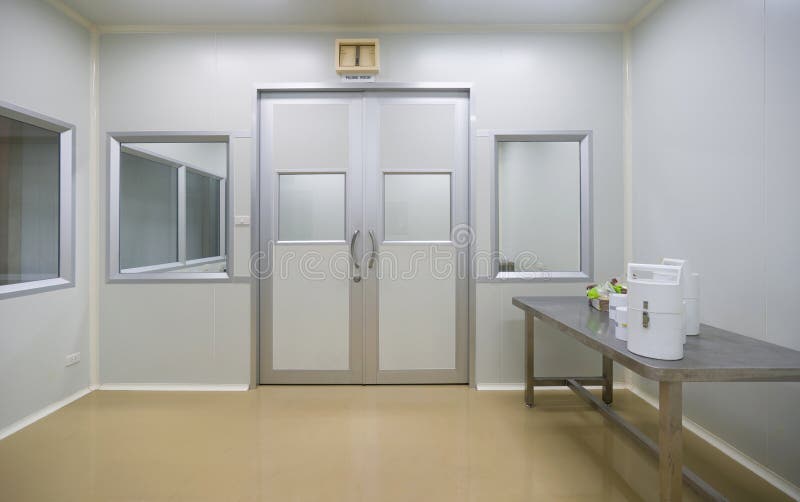 Clean Room Environment with Controlled Access Door and Minimalistic ...
