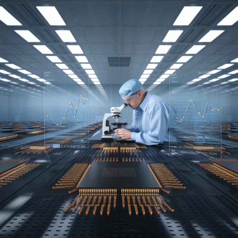 Clean Room Environment Showcasing Wafer Fabrication Under Pristine ...