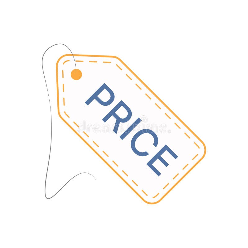Clean Rounded Price Tag: Dashed Line Vector with String Stock ...