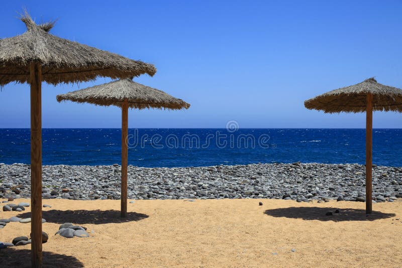 Clean Sand and Rock Beach in Tenerife Stock Photo - Image of paradise ...