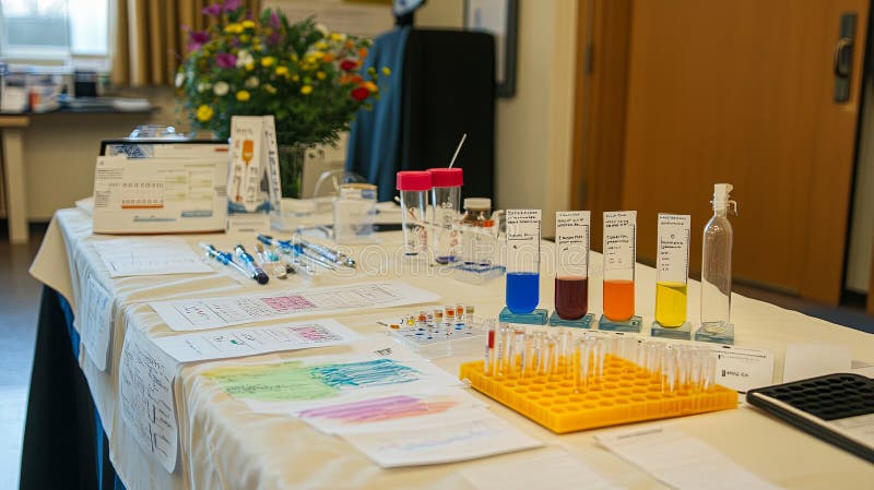 A Clean Science Fair Table with Neatly Labeled Experiments and Data ...