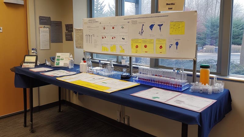 A Clean Science Fair Table with Neatly Labeled Experiments and Data ...