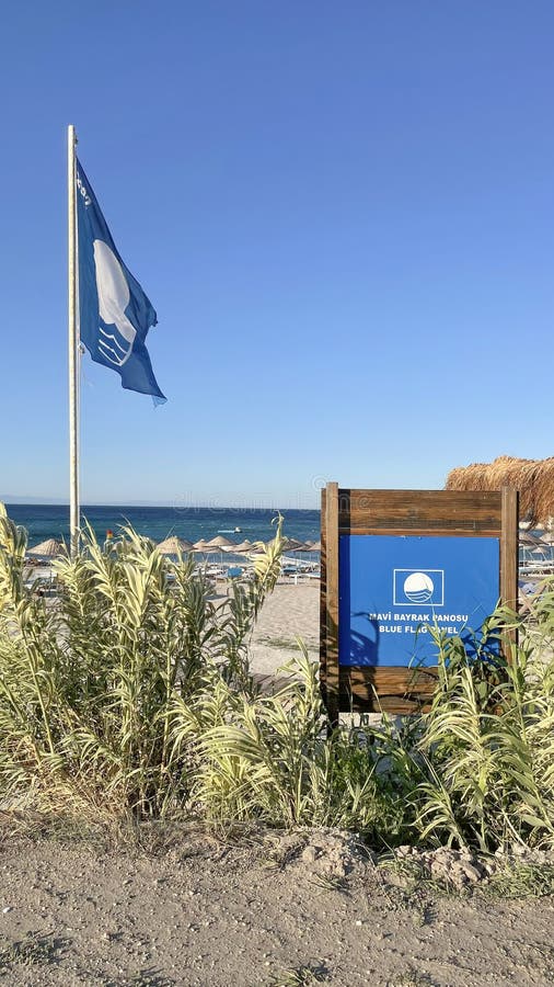 Clean Sea and Blue Flag Sign Editorial Stock Photo - Image of fabric ...