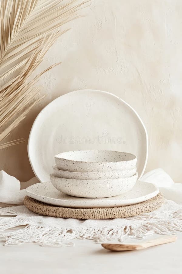 Clean and Serene Dining Setup Emphasizes Minimalist Design with Soft ...