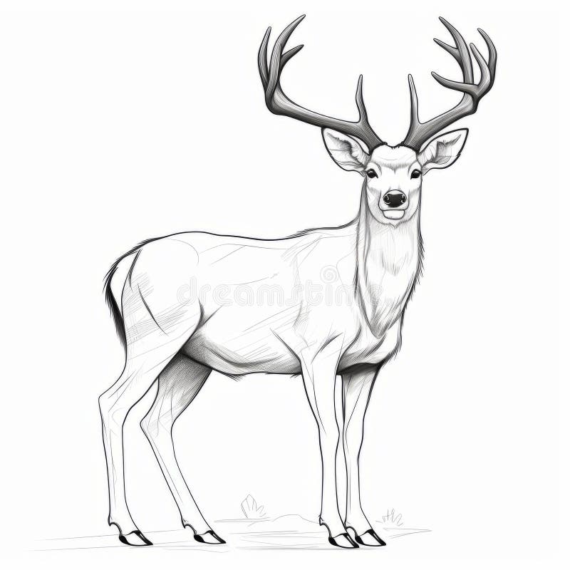 Clean and Sharp Bull Deer Drawing with Bold Character Designs Stock ...