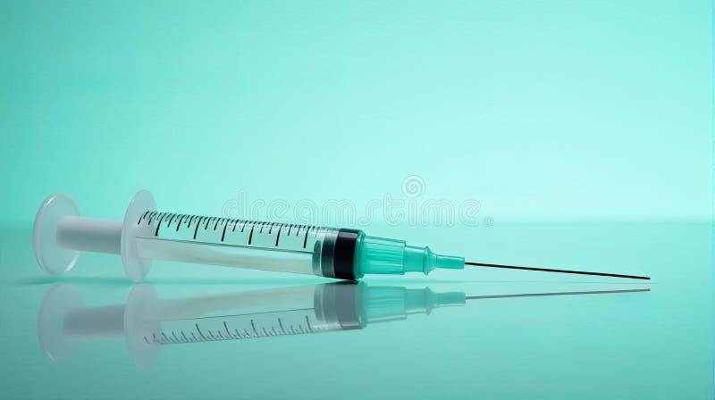 Medical Precision: Syringe with Needle on Reflective Surface (Generated ...