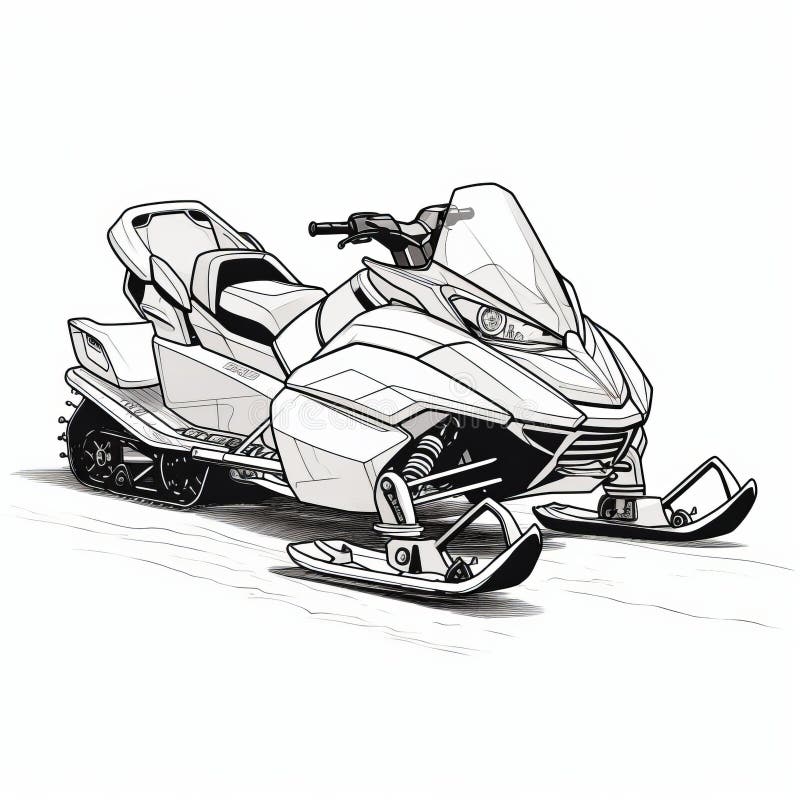 Adventurecore Snowmobile Coloring Pages with Realistic Detail Stock ...