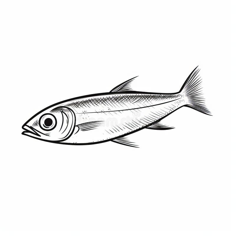 Clean and Sharp Inking: a Grocery Art of a Fish on White Background ...