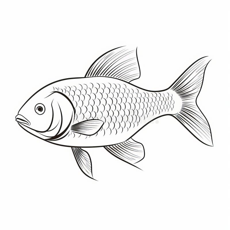 Clean and Sharp Line Drawing of a Fish in Li-core Style Stock ...
