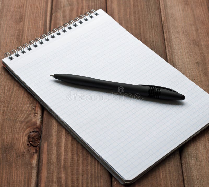 Clean Sheet of Notebook Close Up, Ballpoint Pens Close Up Lie on a ...