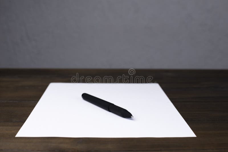 Clean Sheet and Pen. on the Table. Stock Image - Image of glasses ...