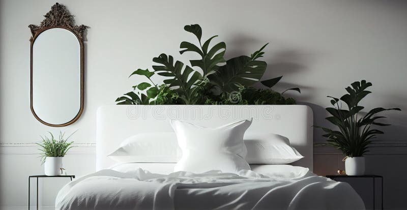 Clean Sheets and Pillow Against Natural Room Wall, Cozy Interior - AI ...