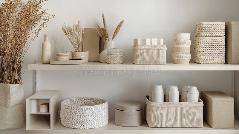 A Clean Shelf Filled with Eco-friendly Storage Boxes, Baskets, and ...