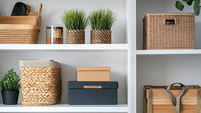 A Clean Shelf Filled with Eco-friendly Storage Boxes, Baskets, and ...
