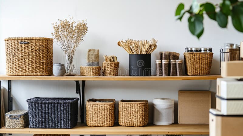 Clean Shelf Filled Eco Friendly Storage Boxes Baskets Sustainable ...