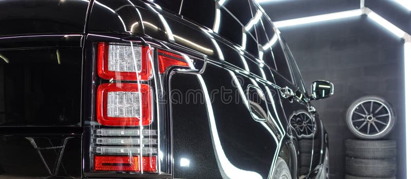 Clean Shiny Car at the Car Wash in Detailing Stock Photo - Image of ...