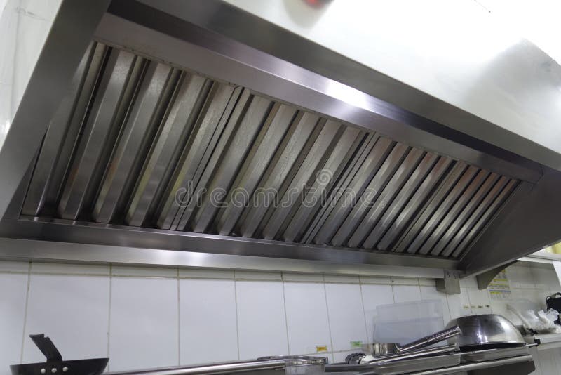 Clean and Shiny Exhaust Hood in the Kitchen Stock Photo - Image of ...