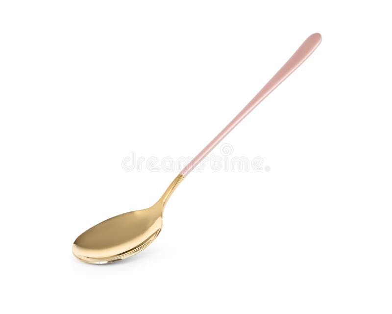 Clean Shiny Gold Spoon Isolated Stock Image - Image of kitchen, cutlery ...