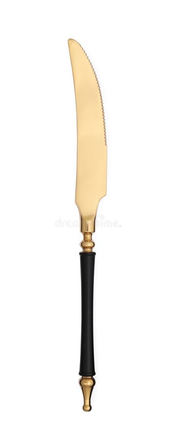 Clean Shiny Golden Knife Isolated on White, Top View Stock Image ...