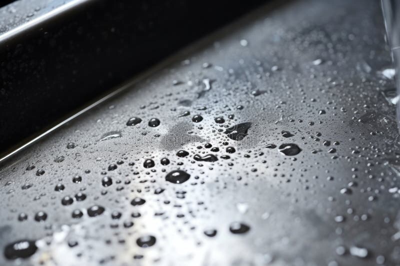 Clean Shiny Kitchen Sink with Water Drops Stock Photo - Image of ...