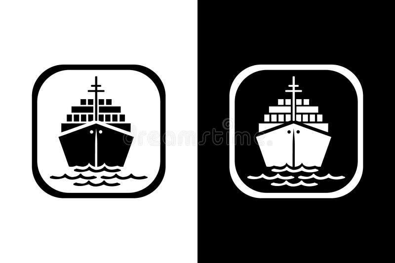 Clean Ship Silhouette Vector Design with Black and White Background ...